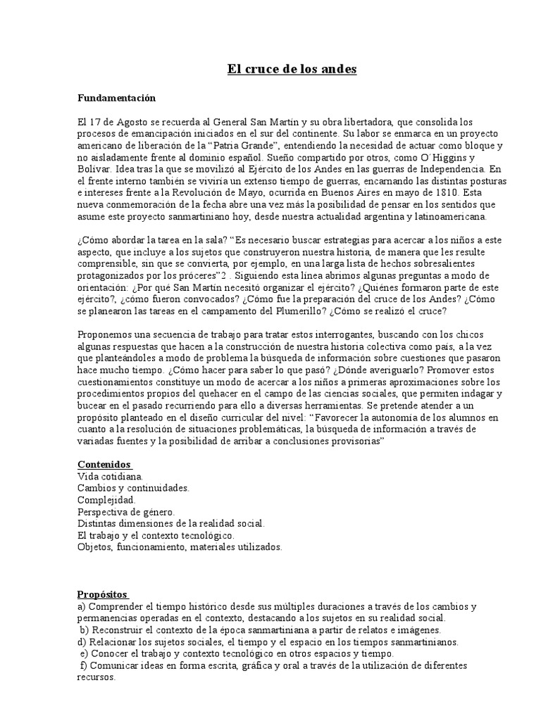 SECUENCIA El Cruce de Los Andes 1° | PDF