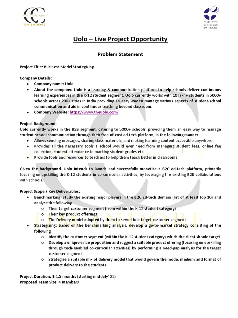 Live Project - Uolo - Business Model Strategizing | PDF | Market ...