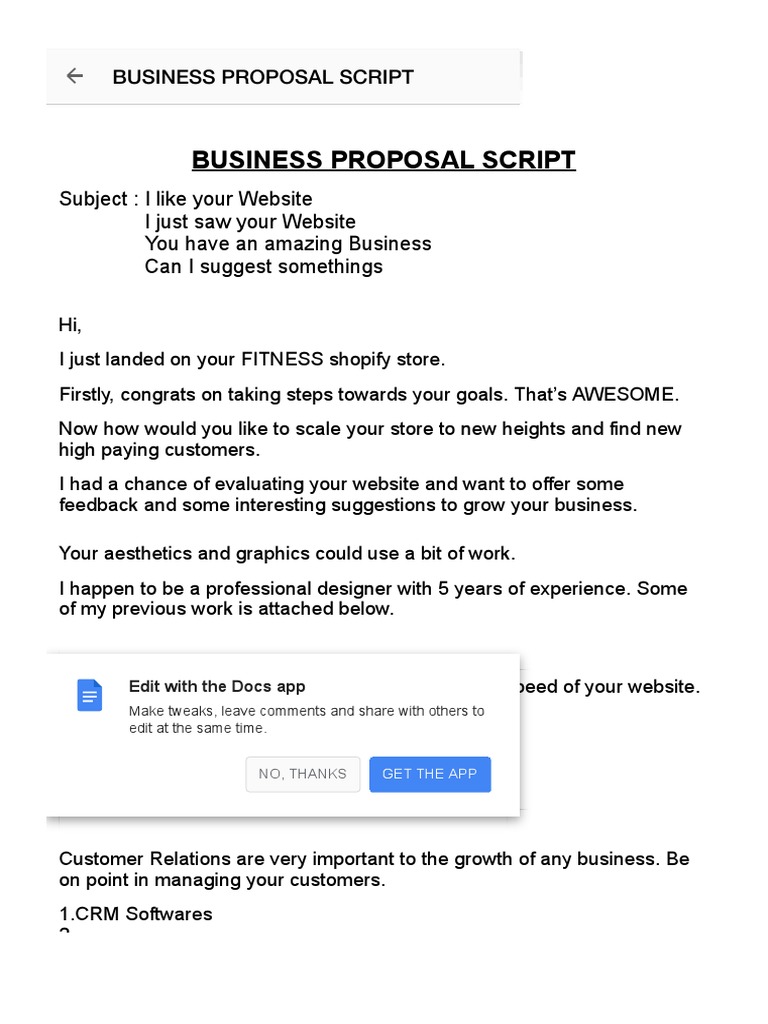 Business Proposal Script | PDF