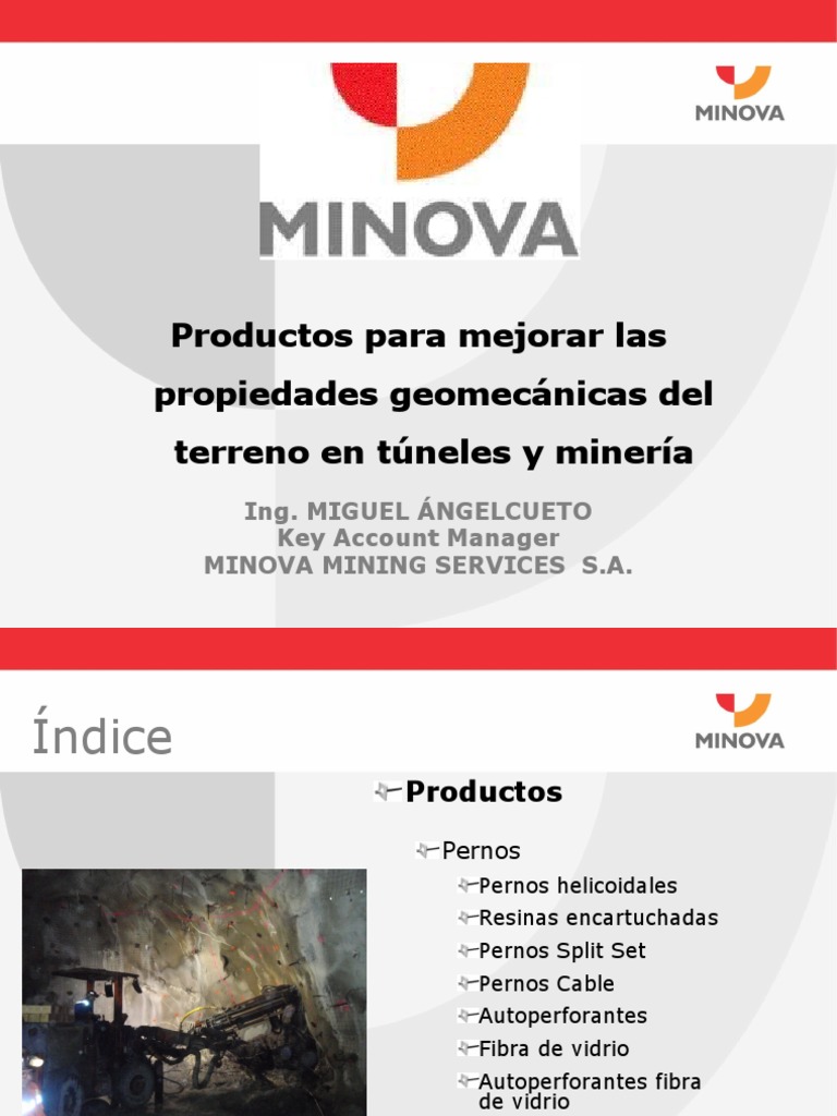 Productos Geomecánicos de Minova | PDF | Materiales | Ingeniería de ...