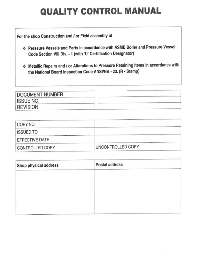 Quality Control Manual | PDF | Welding | Construction