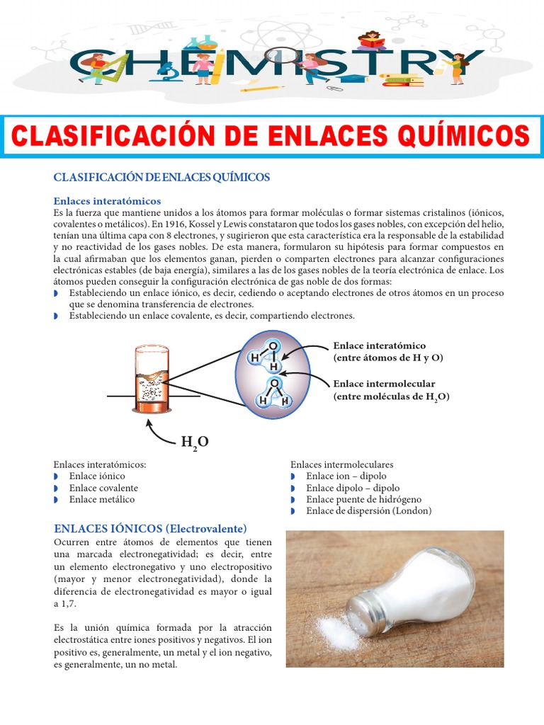 Clasificación de Enlaces Químicos para Tercer Grado de Secundaria | PDF | Enlace covalente ...