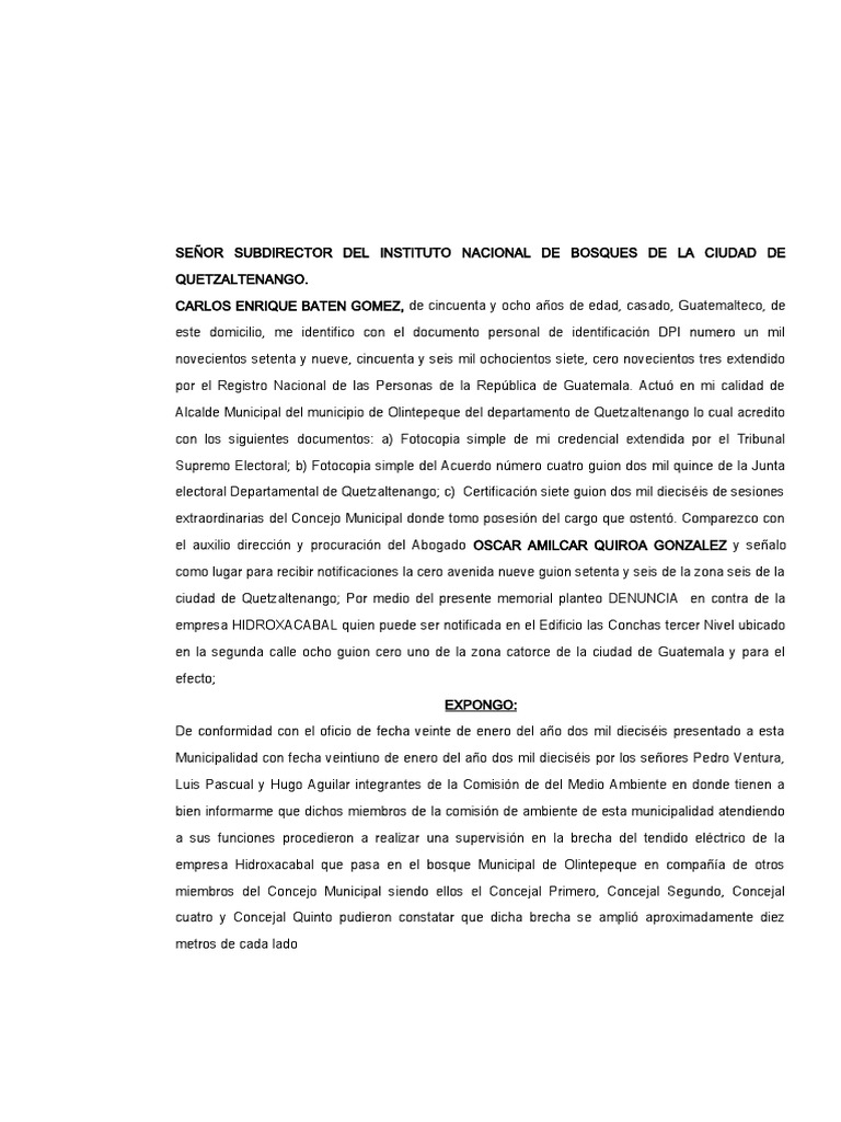 Memorial INAB Olintepeque | PDF | Guatemala | Deforestación