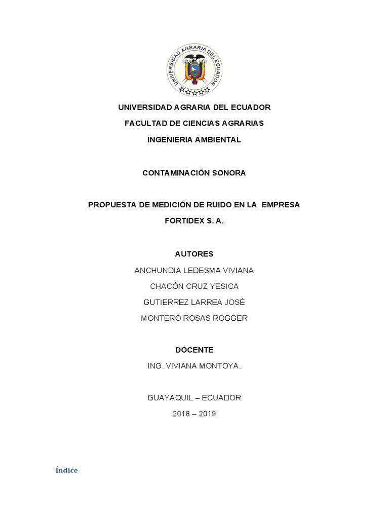 Medición de Ruido en FORTIDEX S.A. | PDF | Agua | Regulación