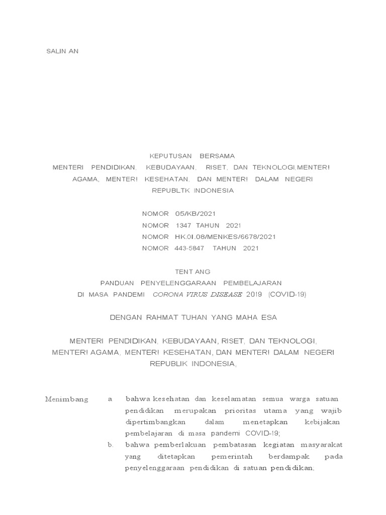 Salinan SKB 4 Menteri 21des2021 | PDF