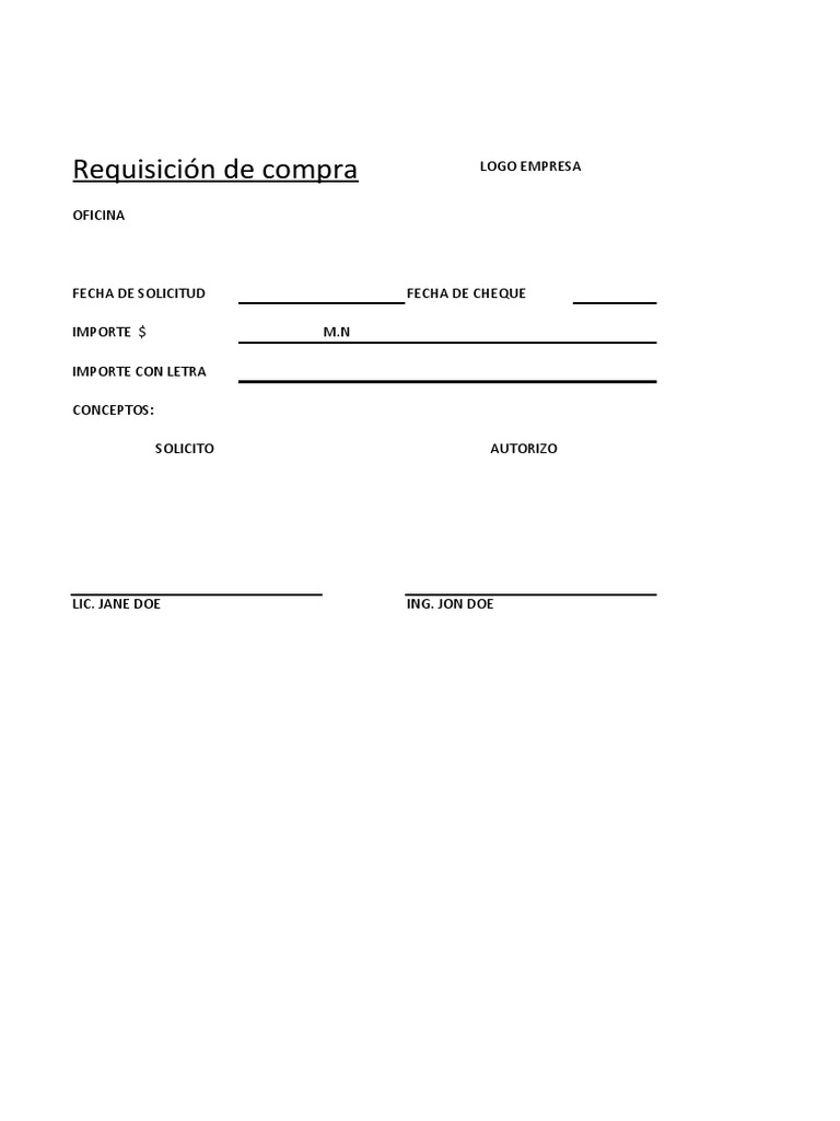 Machote Requisicion de Compra | PDF