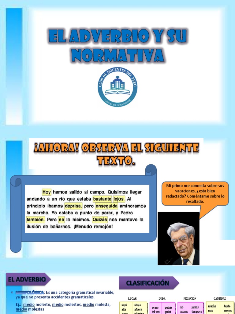 Normativa y Uso del Adverbio | PDF | Adverbio | Adjetivo