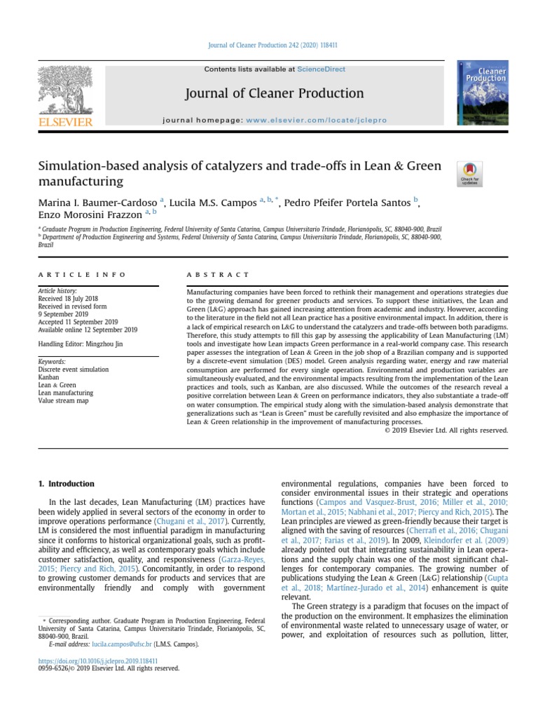 Simulation-Based Analysis Lean and Green | PDF | Lean Manufacturing | Simulation