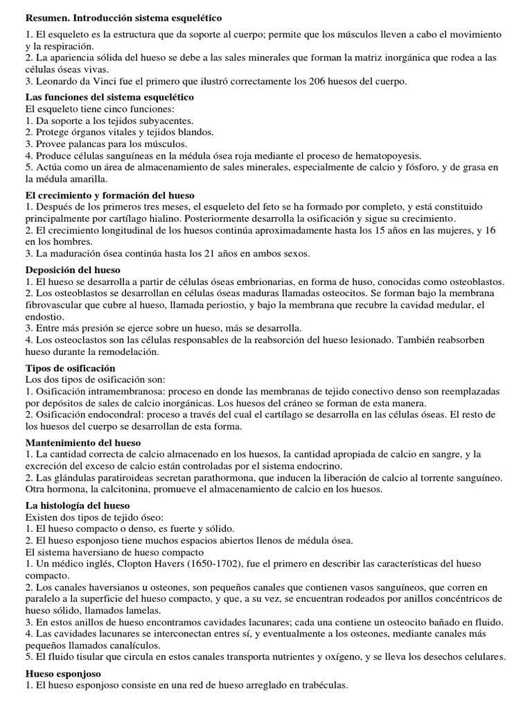 Funciones y Estructura del Esqueleto Humano | PDF | Hueso | Esqueleto