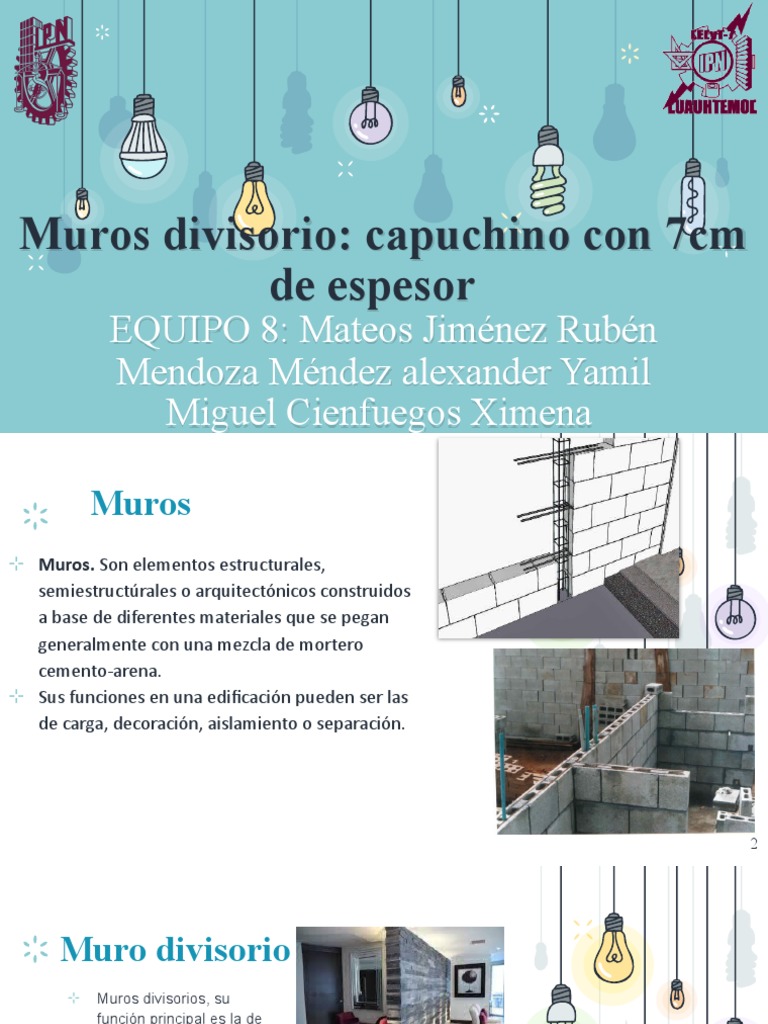 Muro Capuchino: Construcción y Detalles | PDF | Elementos ...