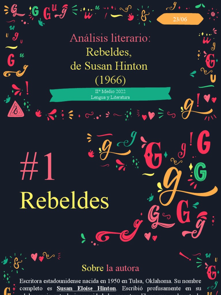 Análisis Rebeldes - Susan E. Hinton - II°Medio | PDF