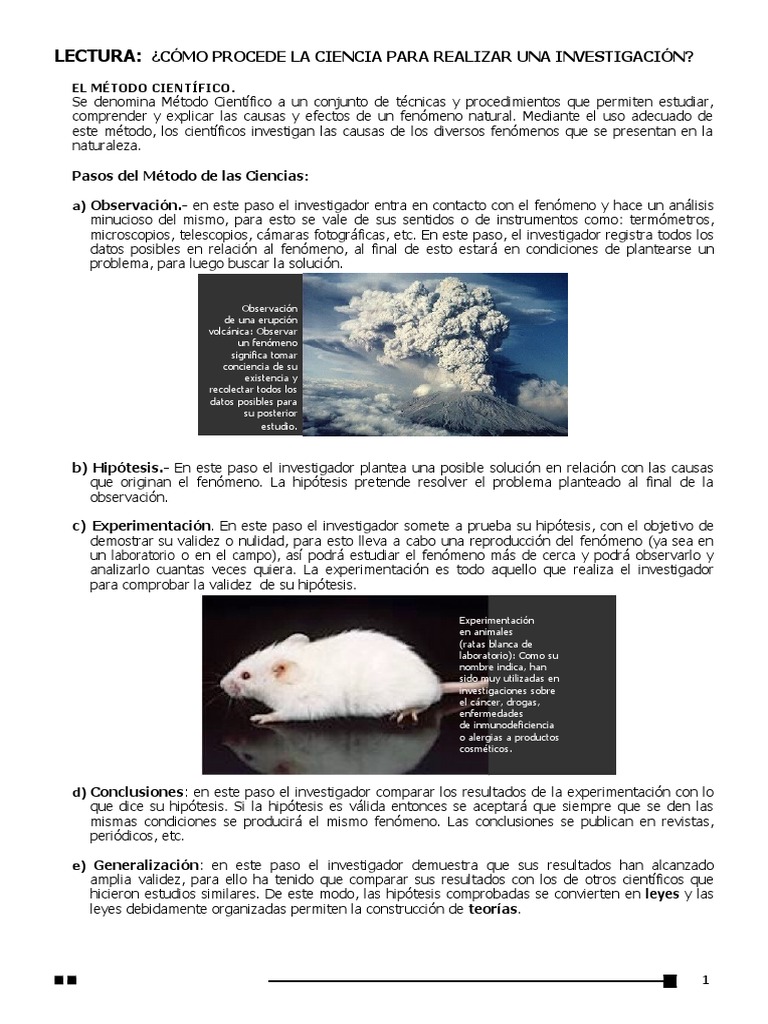 LECTURA DE C y T | PDF | Método científico | Experimentar