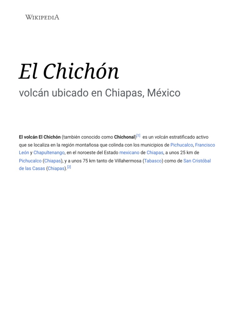El Chichón - Wikipedia, La Enciclopedia Libre | PDF | Vulcanología ...