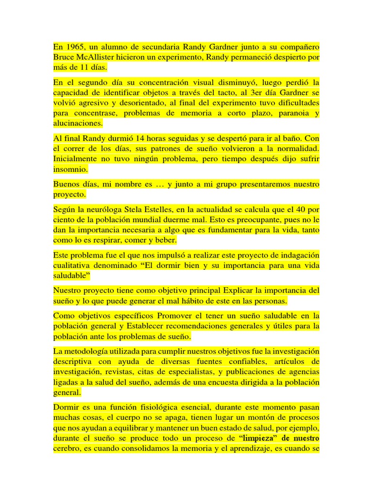 Expo Proyecto Del Sueño | PDF | Dormir