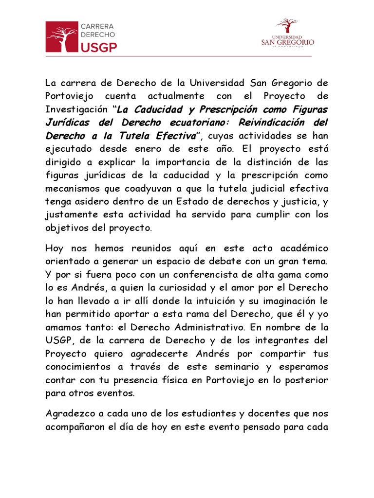 Palabras de Cierre para Capacitación Andrés Moreta | PDF