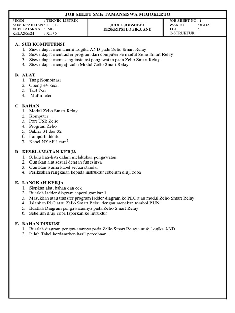 Jobsheet Iml 1 Percobaan Logika and | PDF