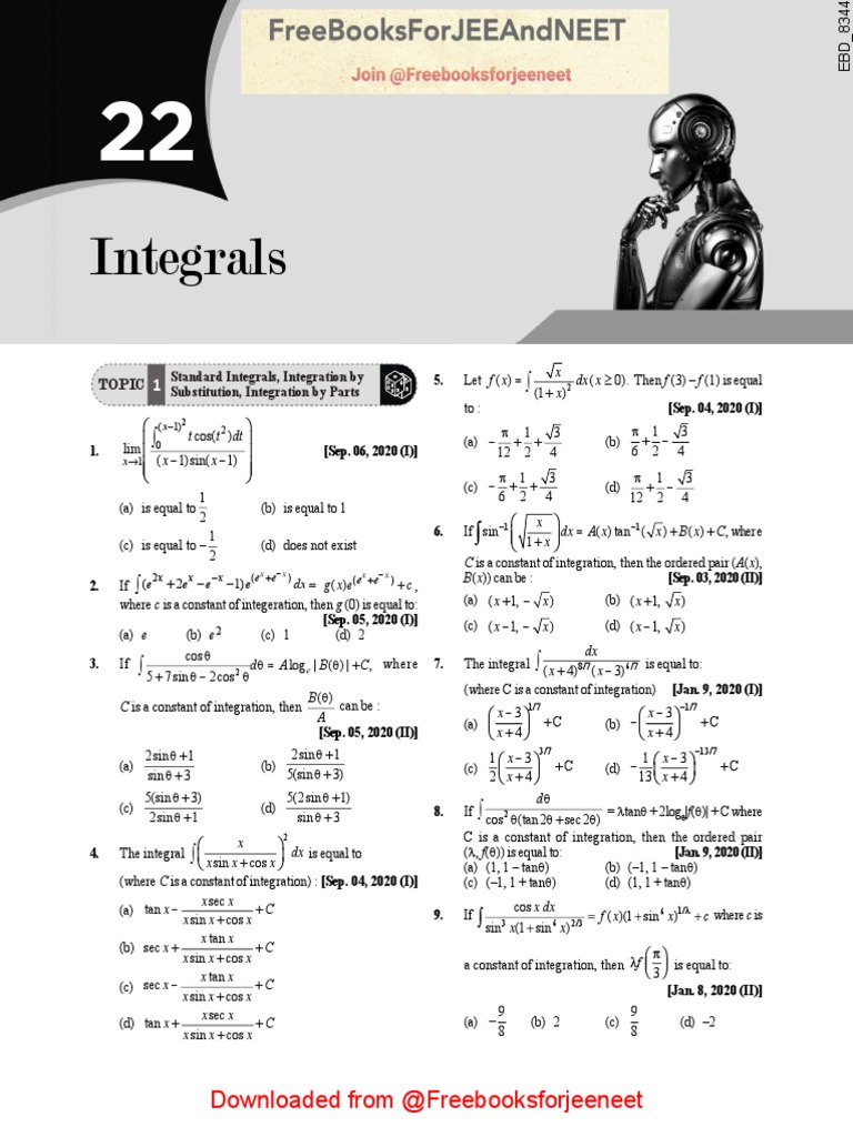 Integrals: Downloaded From @freebooksforjeeneet | PDF | Functions And Mappings | Mathematical ...