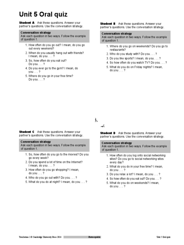 Unit 5 Oral Quiz: Conversation Strategy Conversation Strategy ...