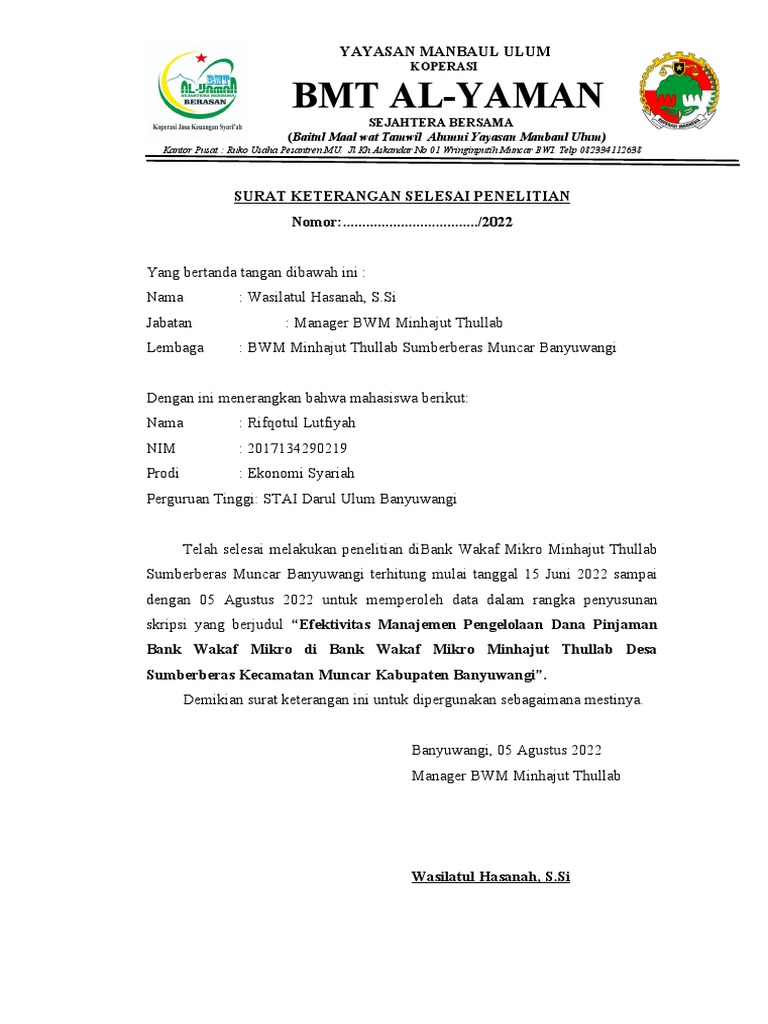 CONTOH Surat Penelitian | PDF