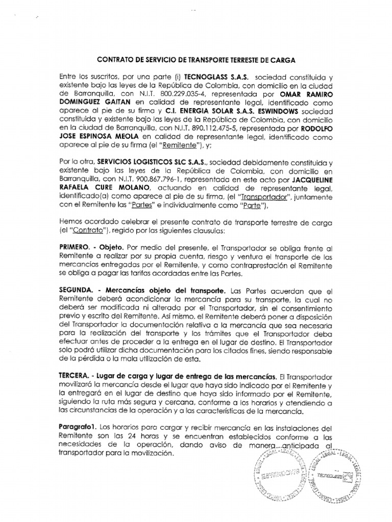 Contrato Servicios Logisticos SLC | PDF Contrato Servicios Logisticos SLC | PDF