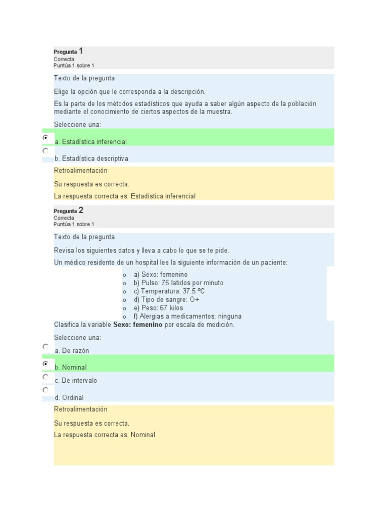 Cuestionario Conceptos Basicos Probabilidad y Estadistica | PDF | Estadísticas | Nivel de medida