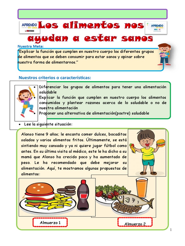 SCT1 Los Alimentos Nos Ayudan S30 (1) FICHA SANOS | PDF | Alimentos | Panes