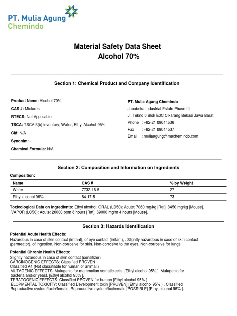 MSDS Alkohol | Download Free PDF | Ethanol | Iodine