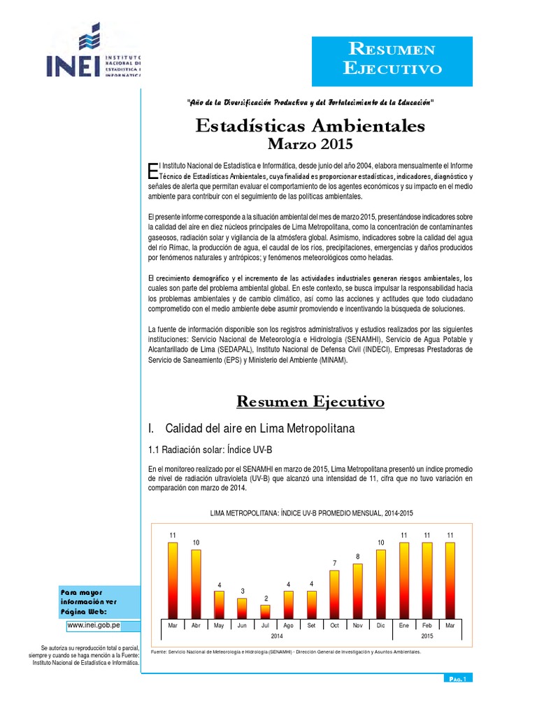 Estadisticas Ambientales Marzo2015 | PDF | Ultravioleta | Radiación ...