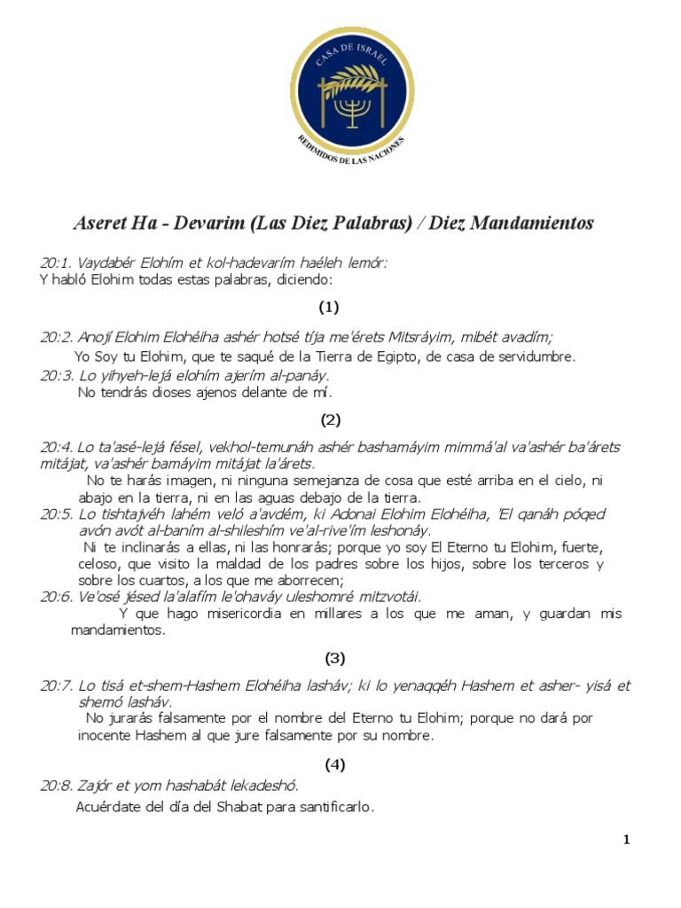 Diez Mandamientos | PDF | Palabras y frases hebreas | Estudios de ...