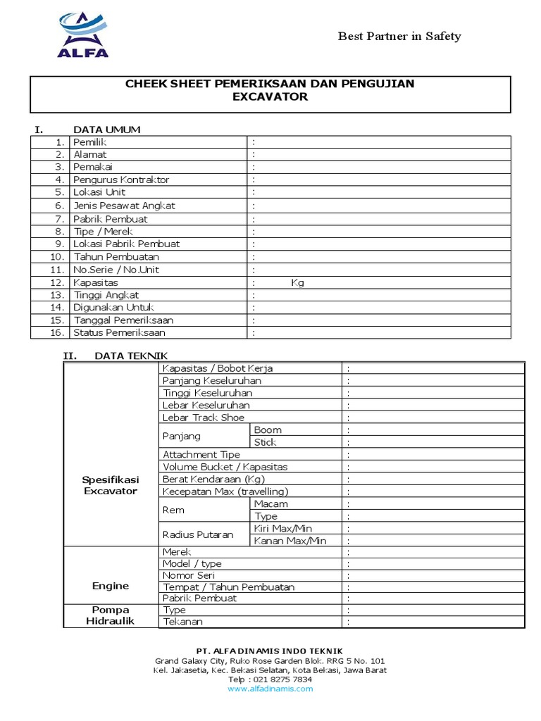 Cheek Sheet - Excavator | PDF