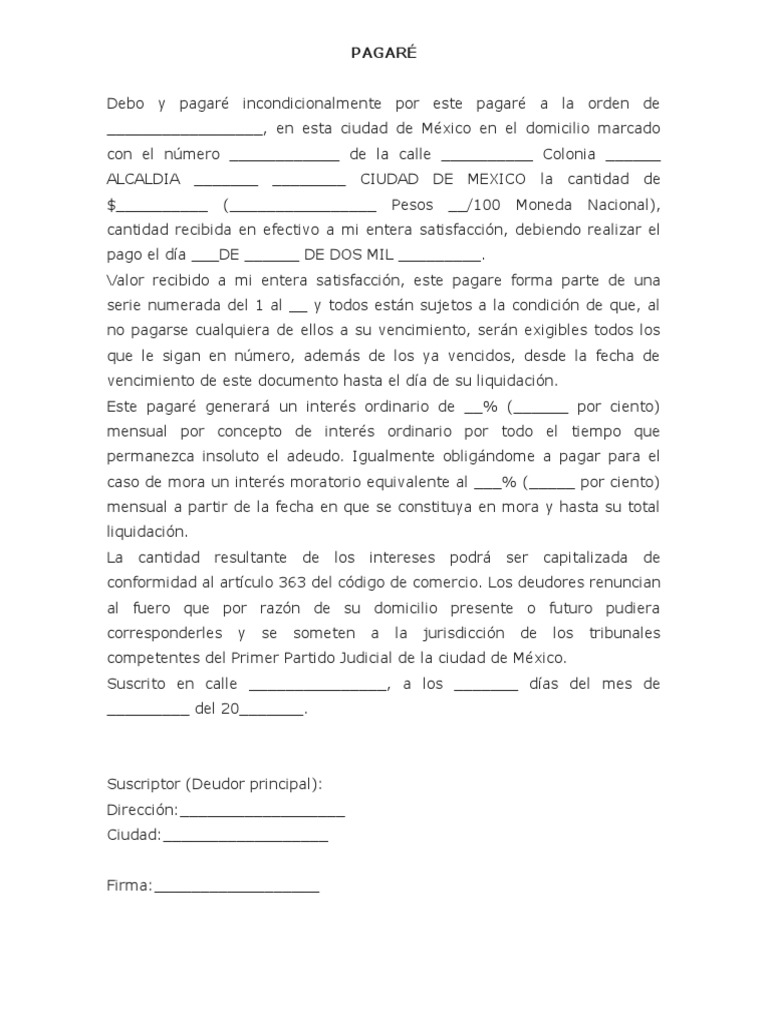 Formato de Pagare | PDF