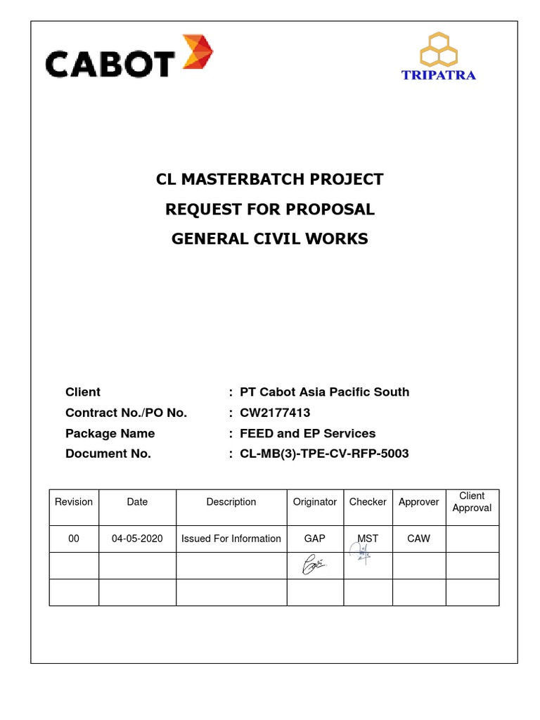 CL-MB (3) - TPE-CV-RFP-5003 RFP For Gen Civil and Early Work0 | PDF | Road | Concrete