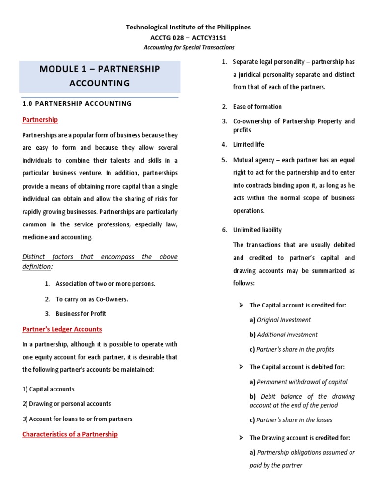 Module 1 & 2 Accounting For Special Transactions | PDF | Partnership ...
