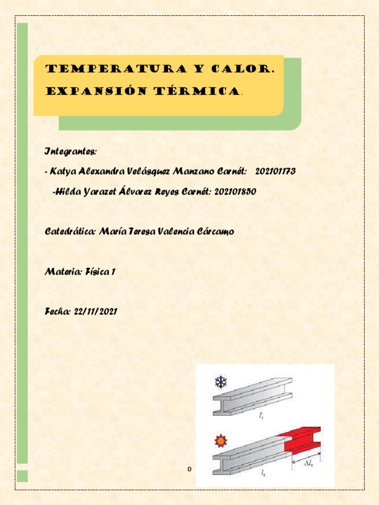 Dilatación Térmica en Sólidos y Líquidos | PDF | Expansión térmica | Calor