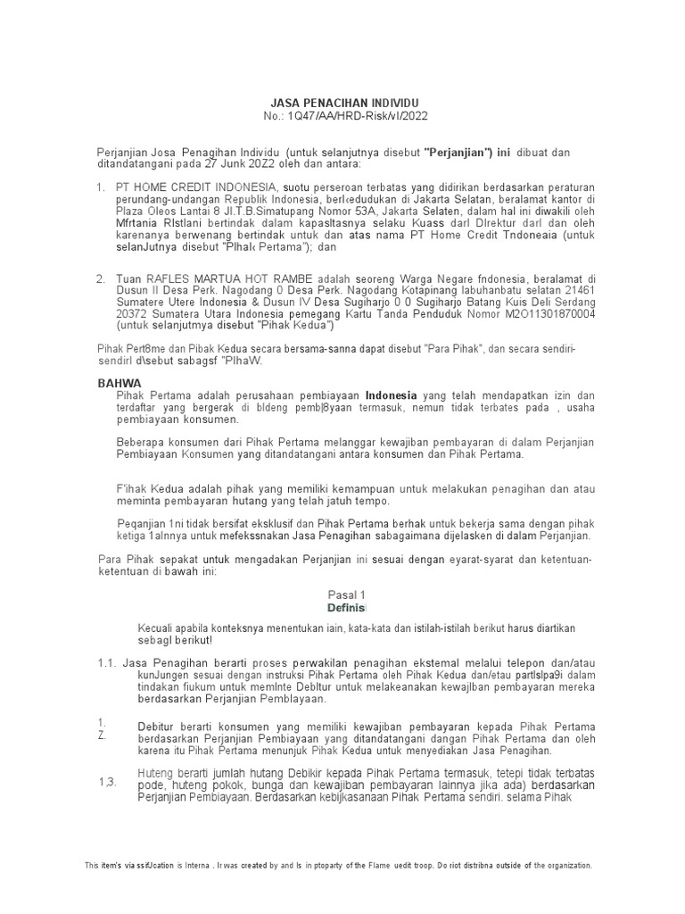 Contoh Agreement FC Is | PDF