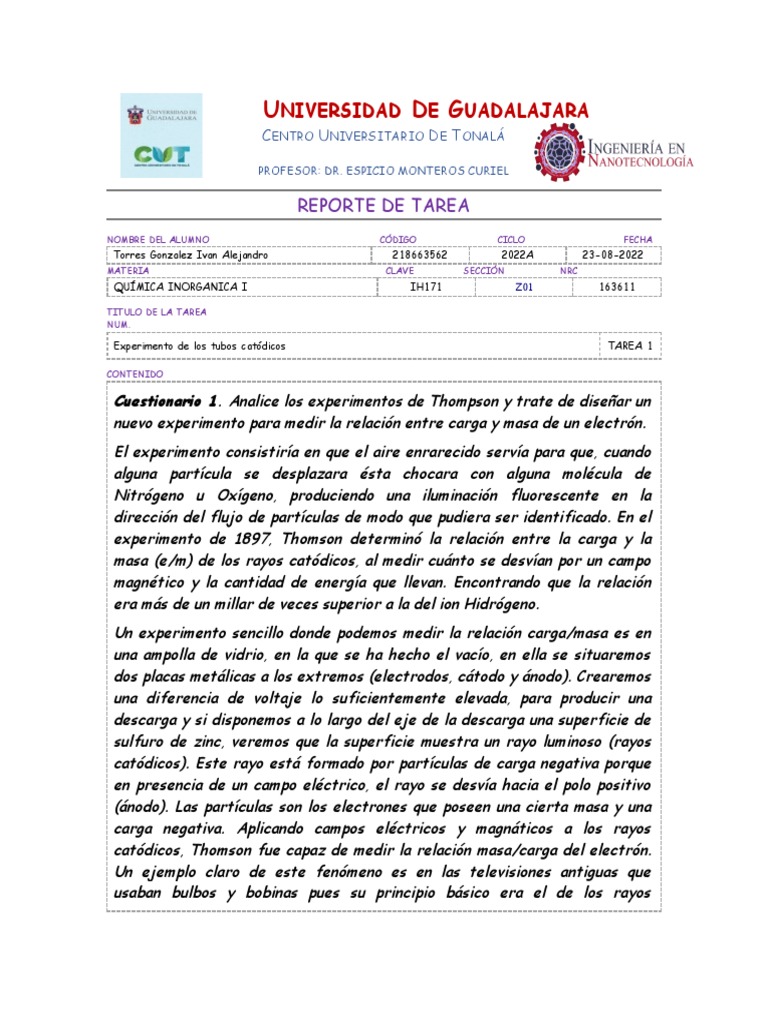 Tarea 1 - Torres - Ivan | PDF | Relámpago | Tubo vacío