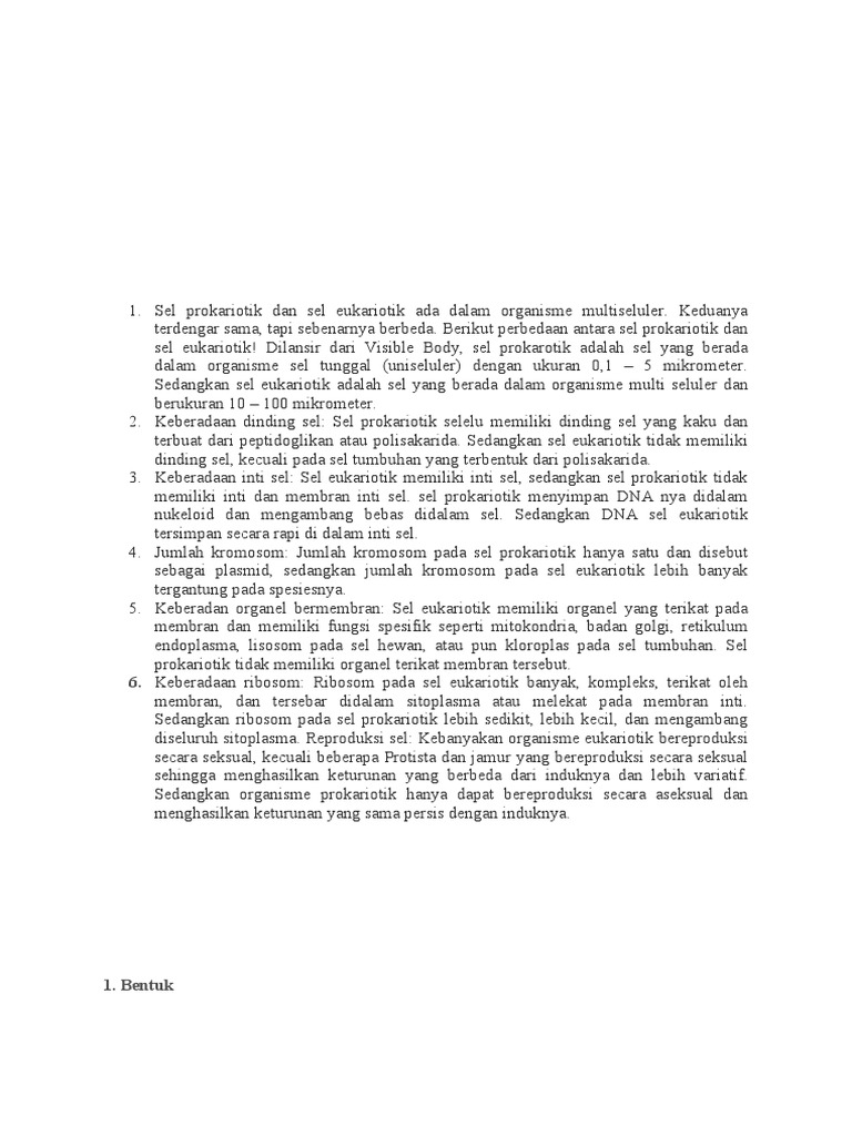 Sel Prokariotik Dan Sel Eukariotik Ada Dalam Organisme Multiseluler | PDF