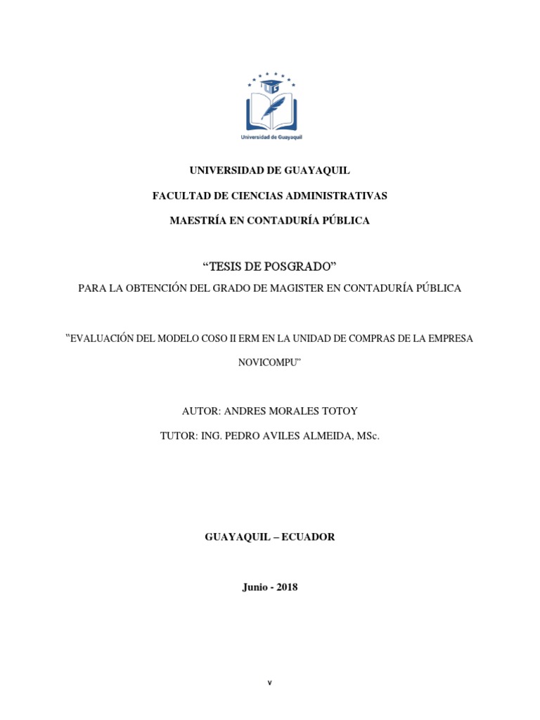 Tesis Andres Morales Evaluación Del Modelo Coso Ii Erm en La Unidad de ...