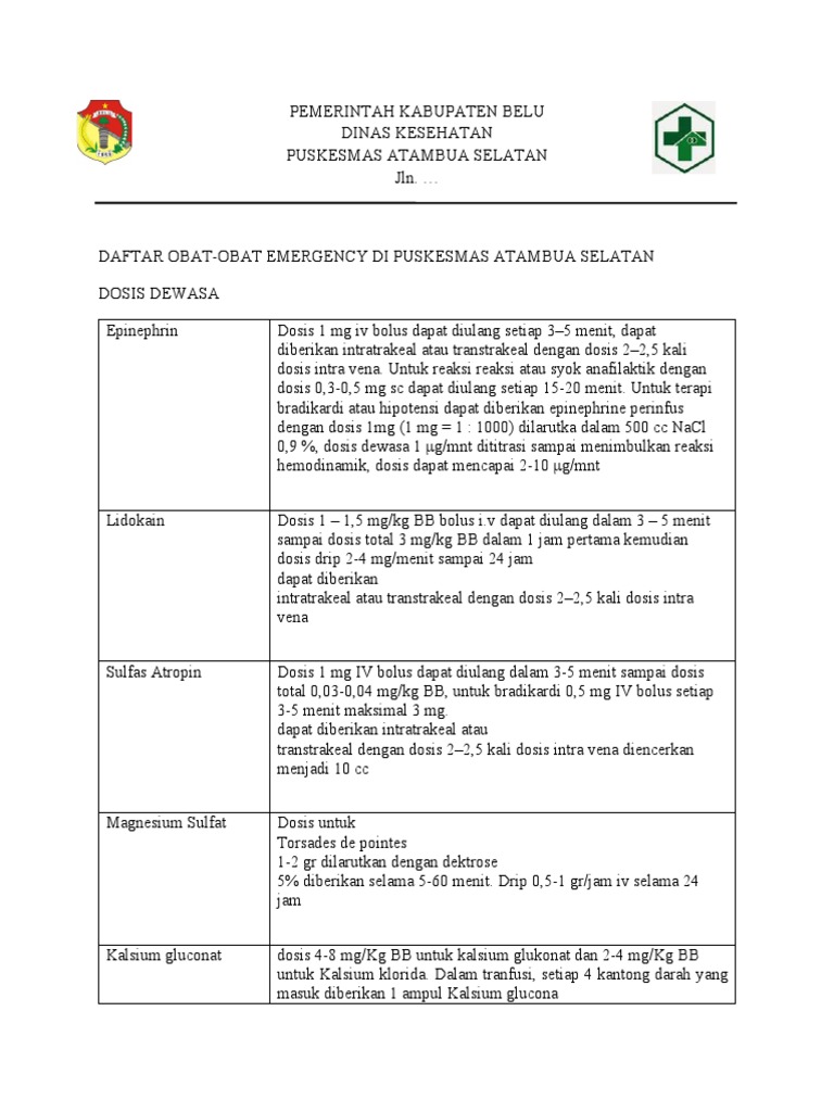 8.2.6.1 Daftar Obat-Obat Emergency | PDF
