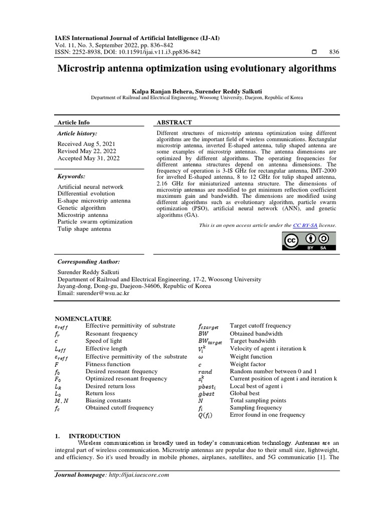 Microstrip Antenna Optimization Using Evolutionary Algorithms | PDF | Antenna (Radio ...