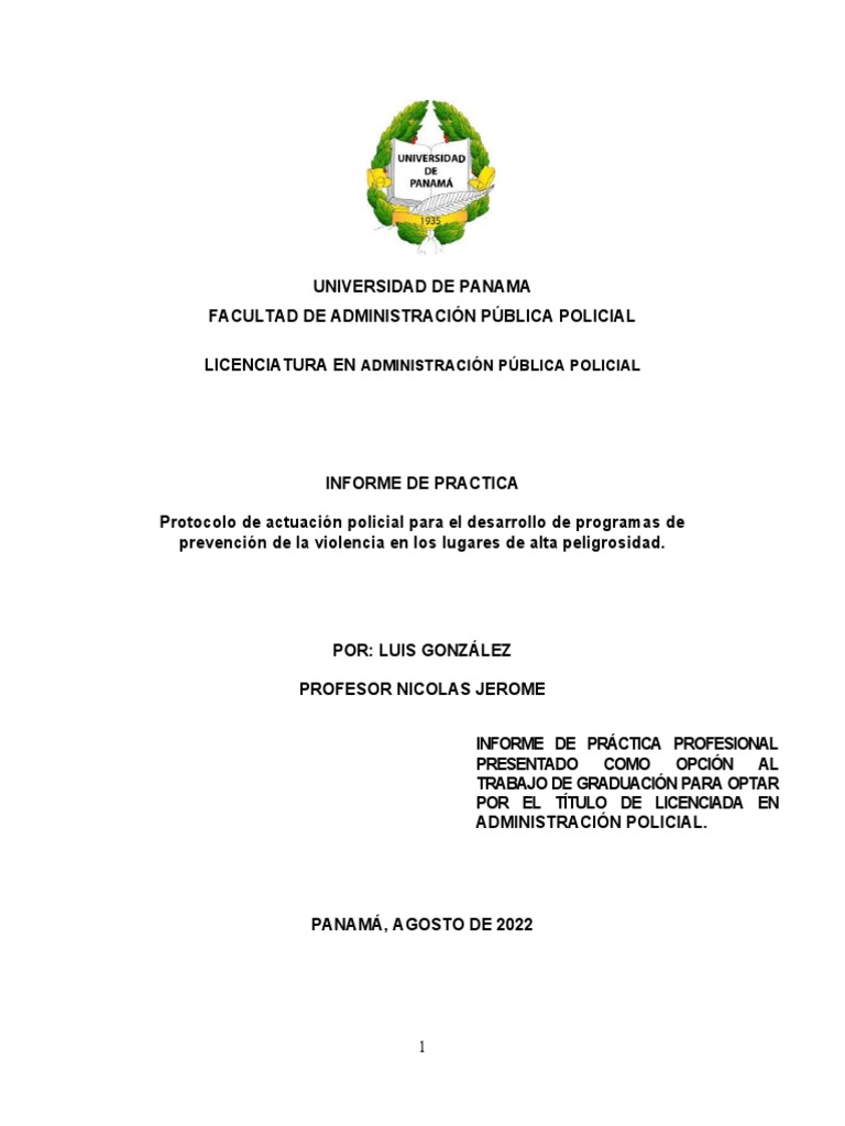 Informe Practico Luis U Panamá Descargar Gratis Pdf