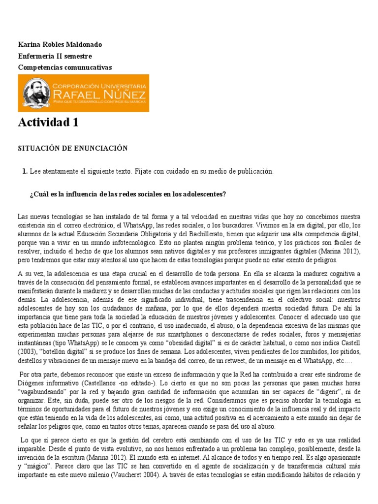 Situacion de Enunciacion | PDF | Tecnología de información y comunicaciones | Adolescencia