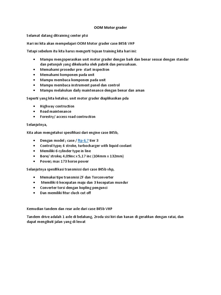 OOM Motor Grader | PDF