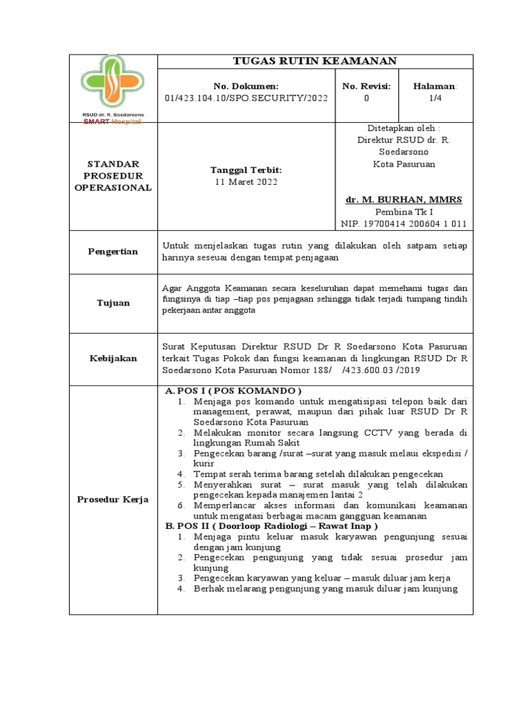 SOP SECURITY 2022 (Revisi) | PDF