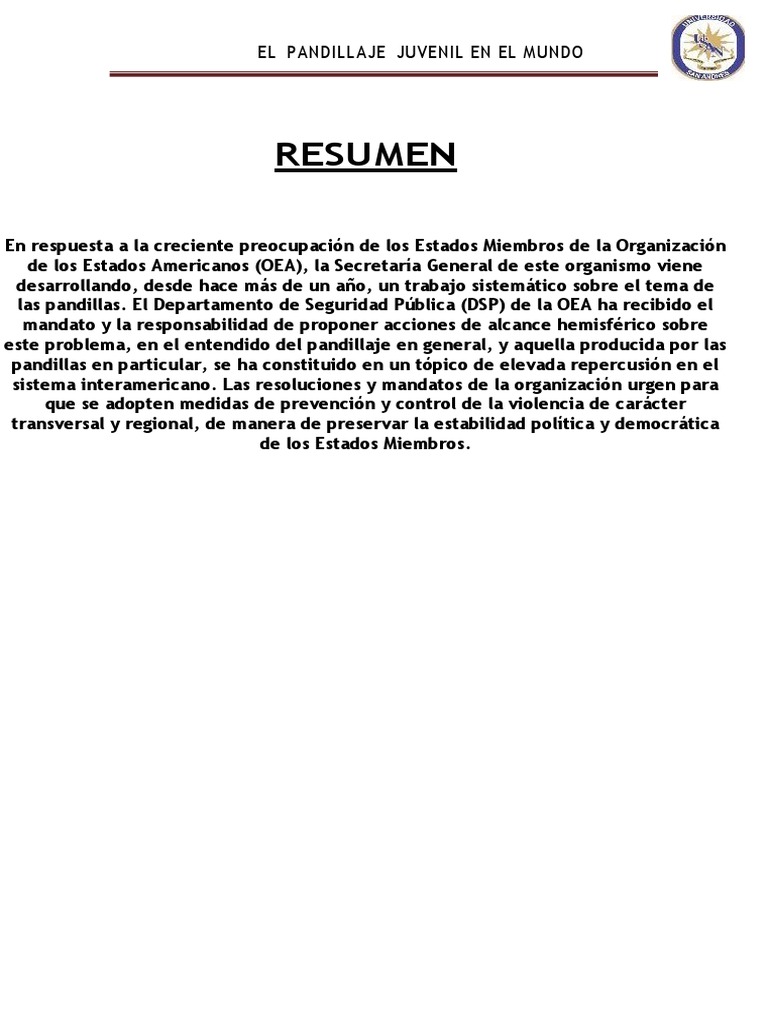 Pandillaje Juvenil: Causas y Consecuencias | PDF | Violencia | La ...