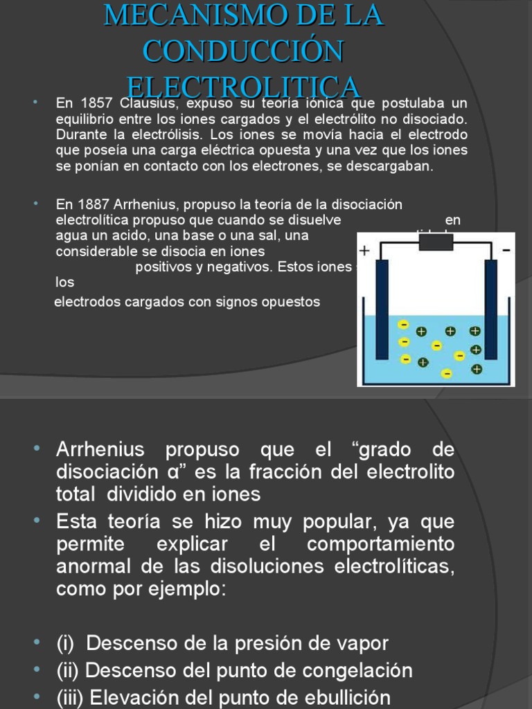 Mecanismo de La Conduccion Electrolitica | PDF | Electrólito ...