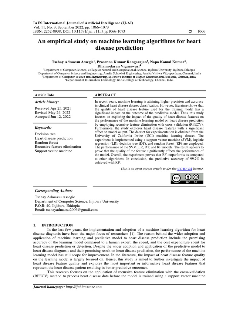 An Empirical Study On Machine Learning Algorithms For Heart Disease Prediction | PDF | Machine ...