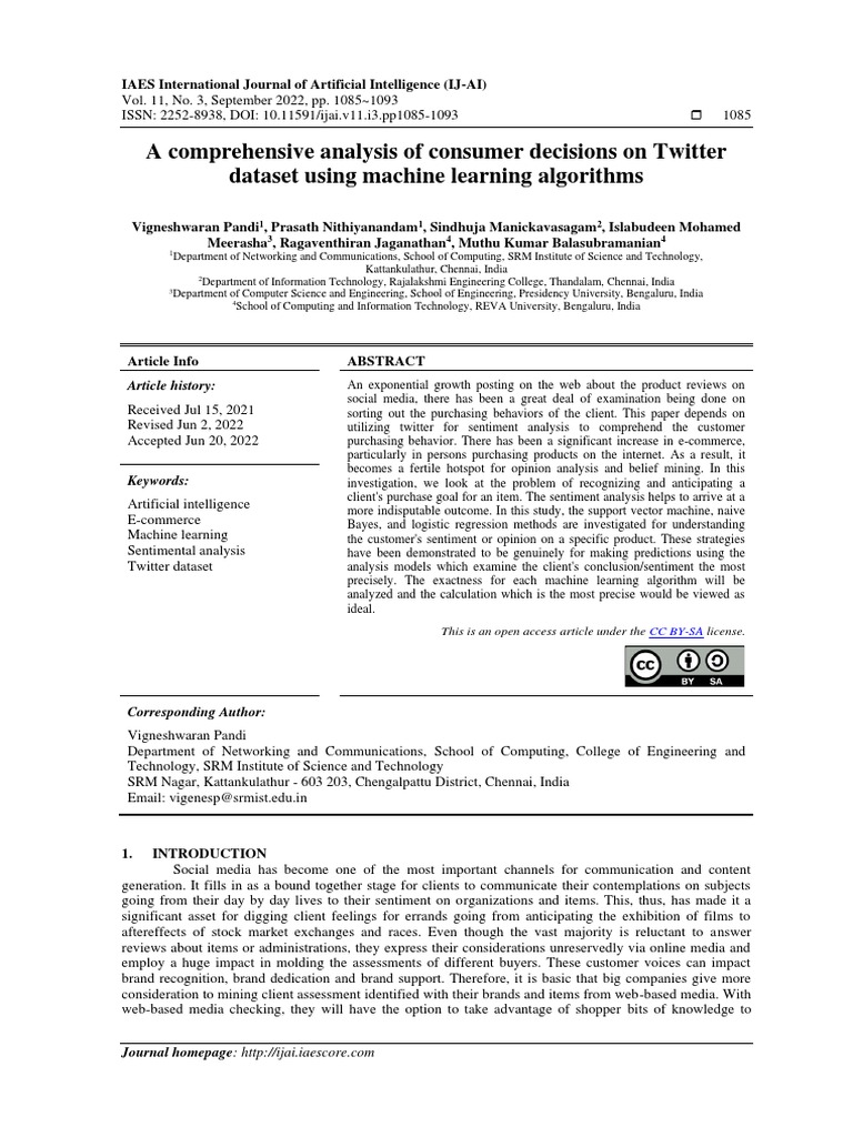 A Comprehensive Analysis of Consumer Decisions On Twitter Dataset Using ...
