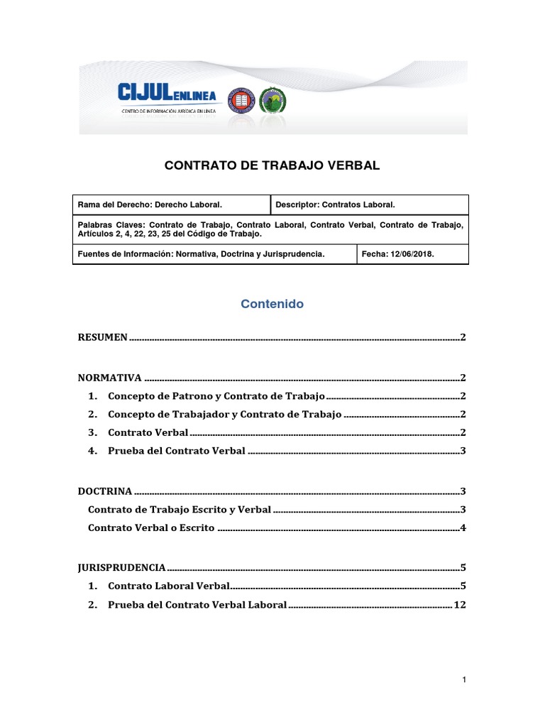 CONTRATO_DE_TRABAJO_VERBAL | PDF | Derecho laboral | Caso de ley