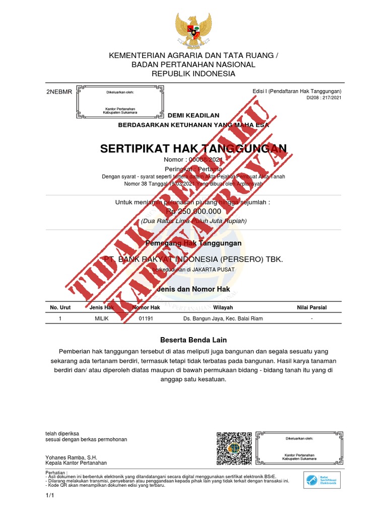 Sertifikat Roya Sukarjana | PDF